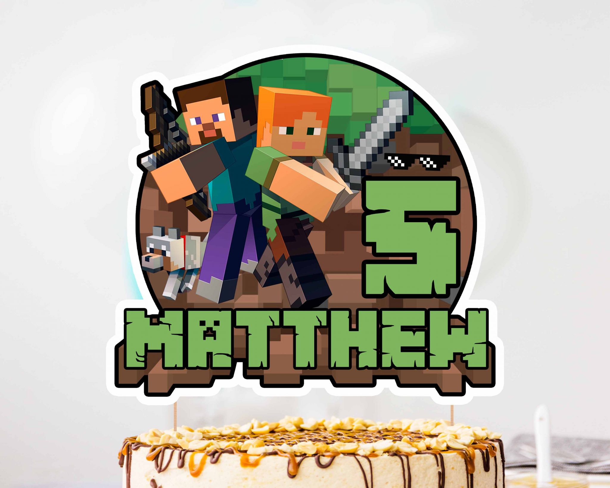 Minecraft Editable Cake Topper – Sweet Moments Template