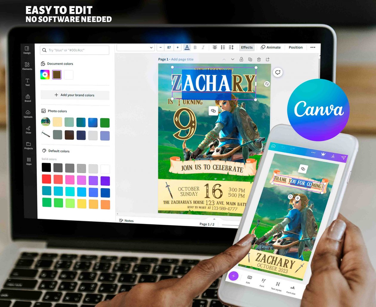 The Legend of Zelda Editable Invitation Template – Sweet Moments Template