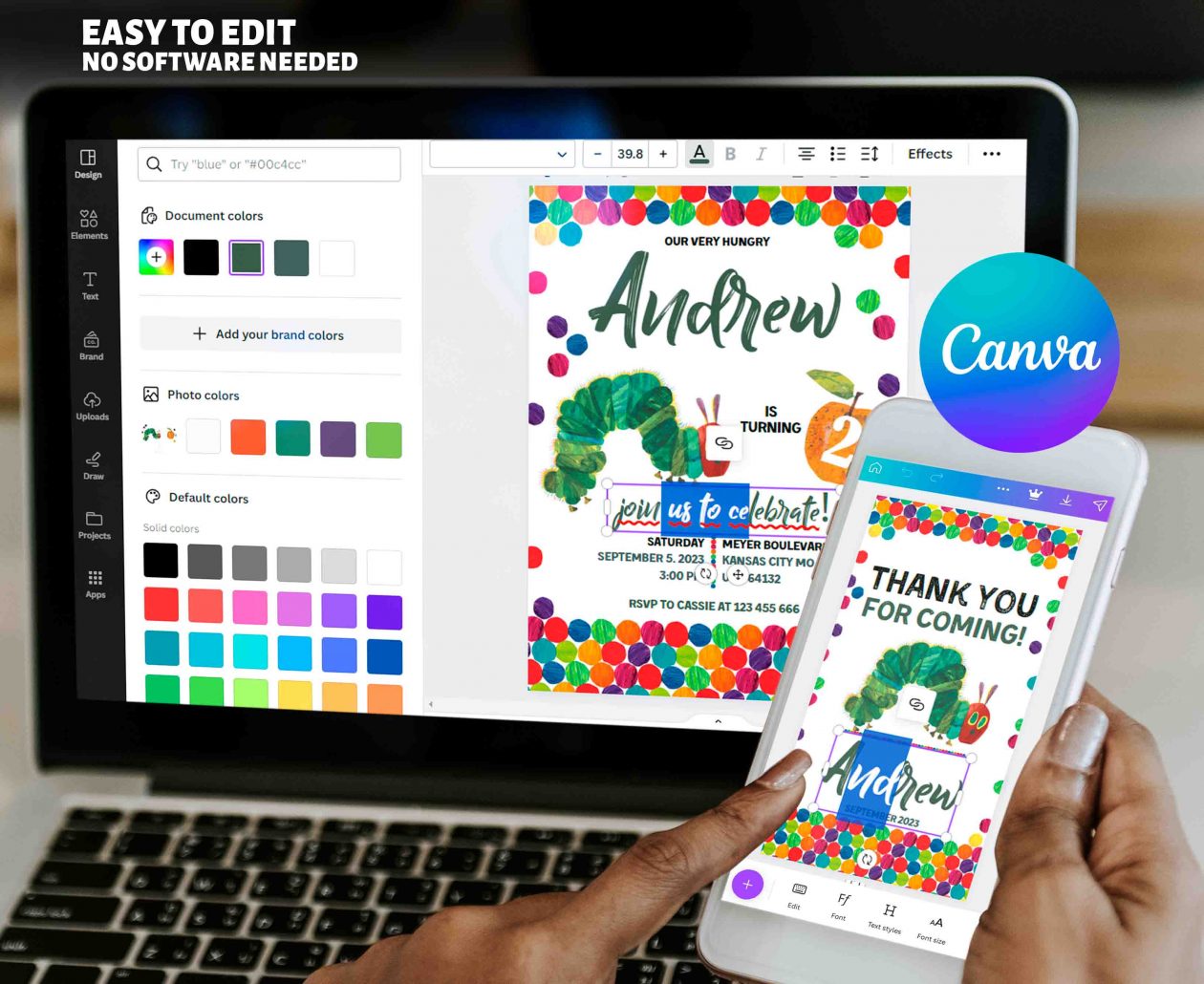 The Very Hungry Caterpillar Editable Invitation Template – Sweet ...