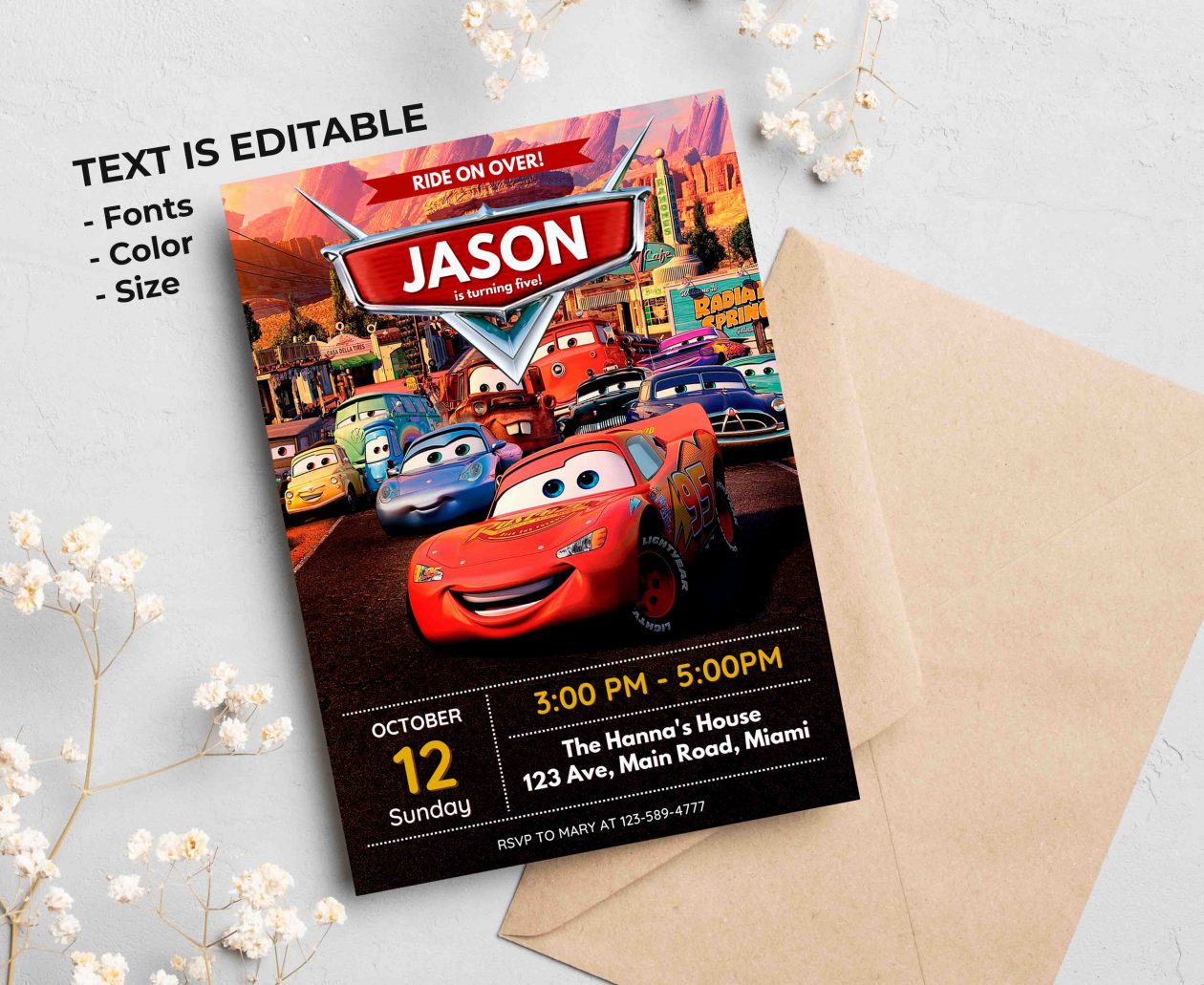 Cars Editable Invitation Template – Sweet Moments Template