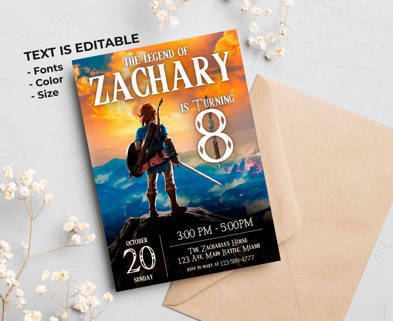 The Legend of Zelda Editable Invitation Template – Sweet Moments Template