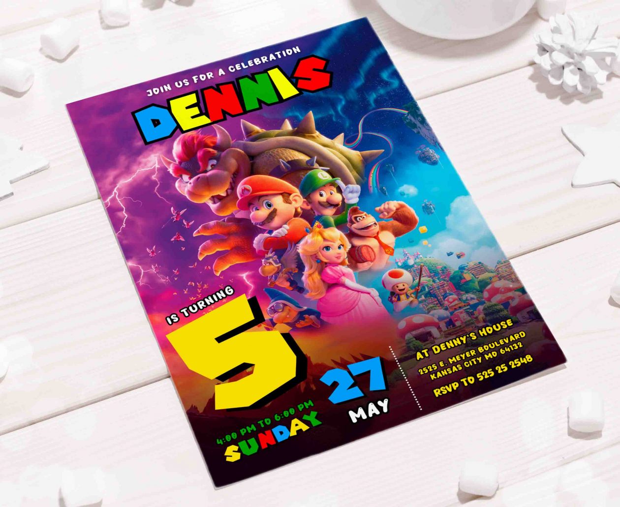 Super Mario Editable Invitation Template – Sweet Moments Template