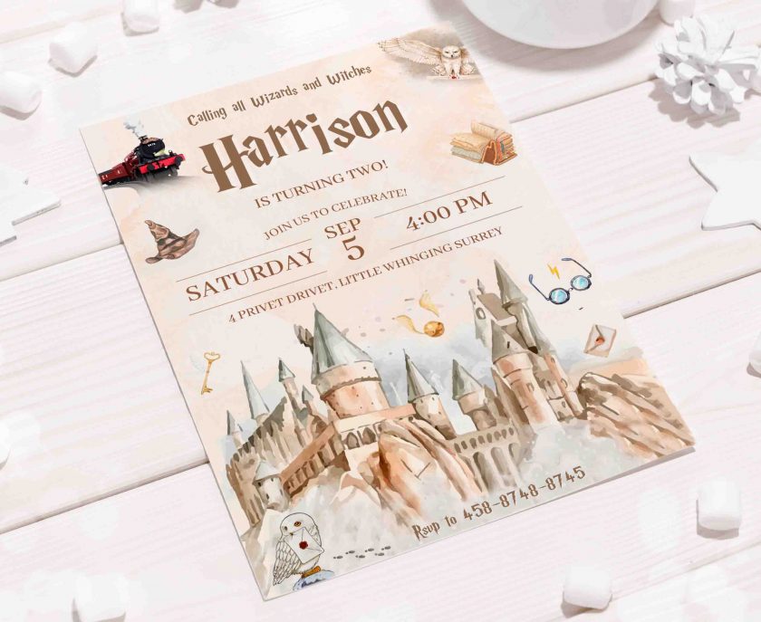 Wizard Harry Potter Editable Invitation Template – Sweet Moments Template