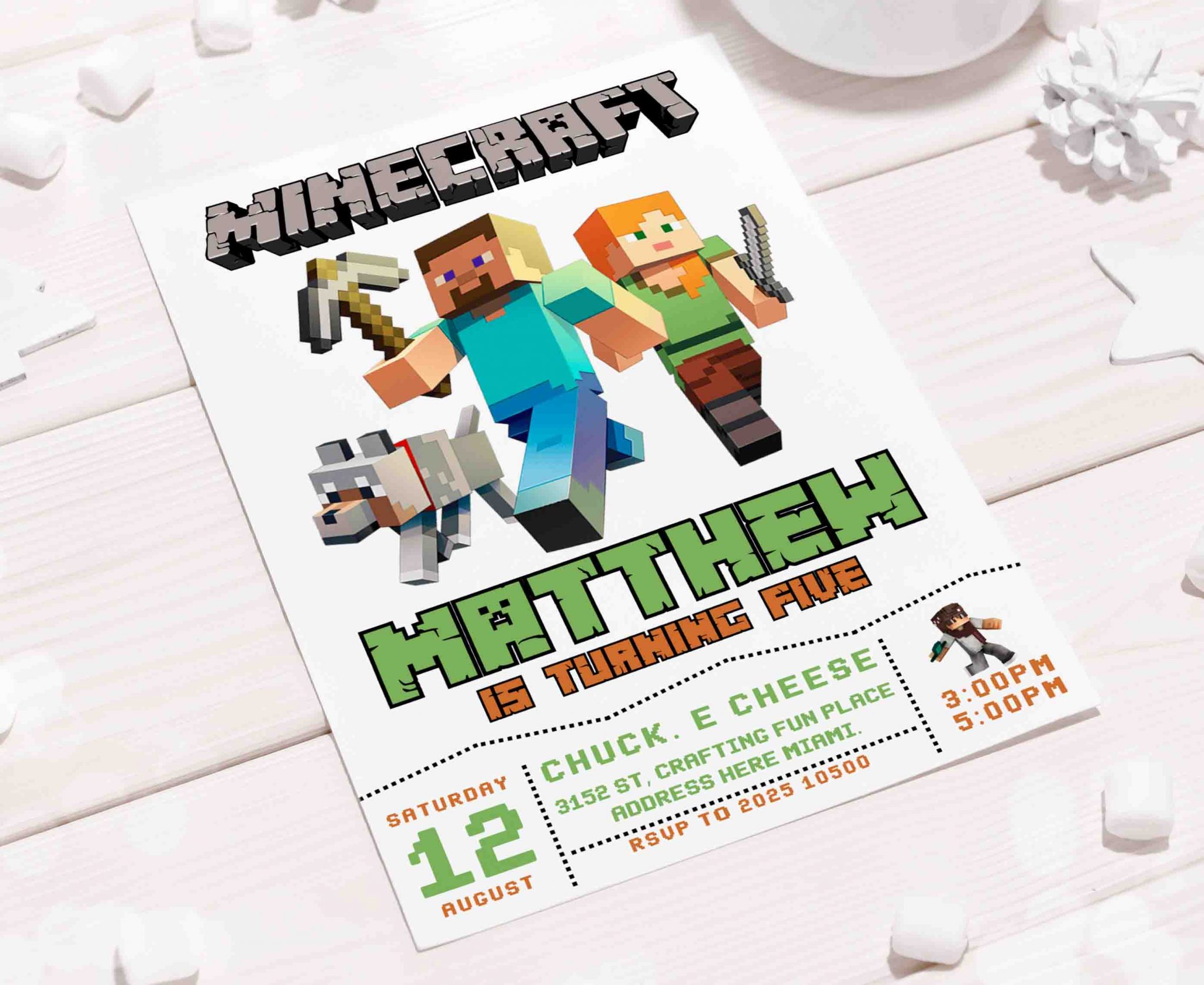 Minecraft Editable Invitation Template – Sweet Moments Template