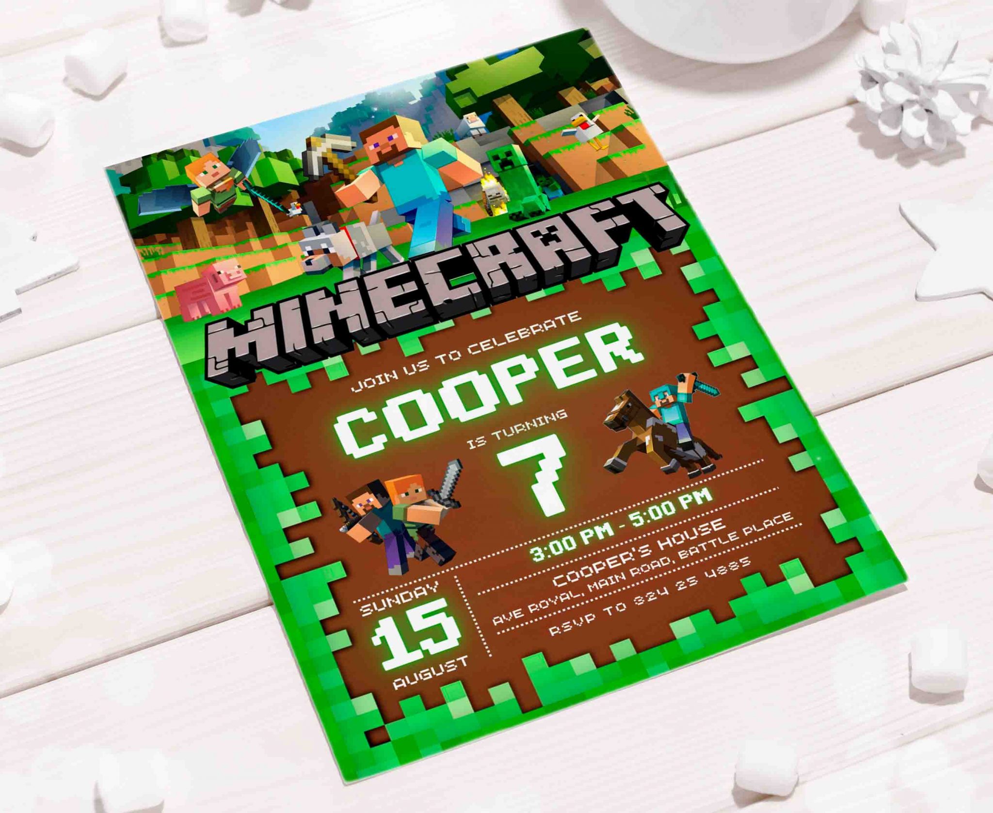 Minecraft Editable Invitation Template – Sweet Moments Template