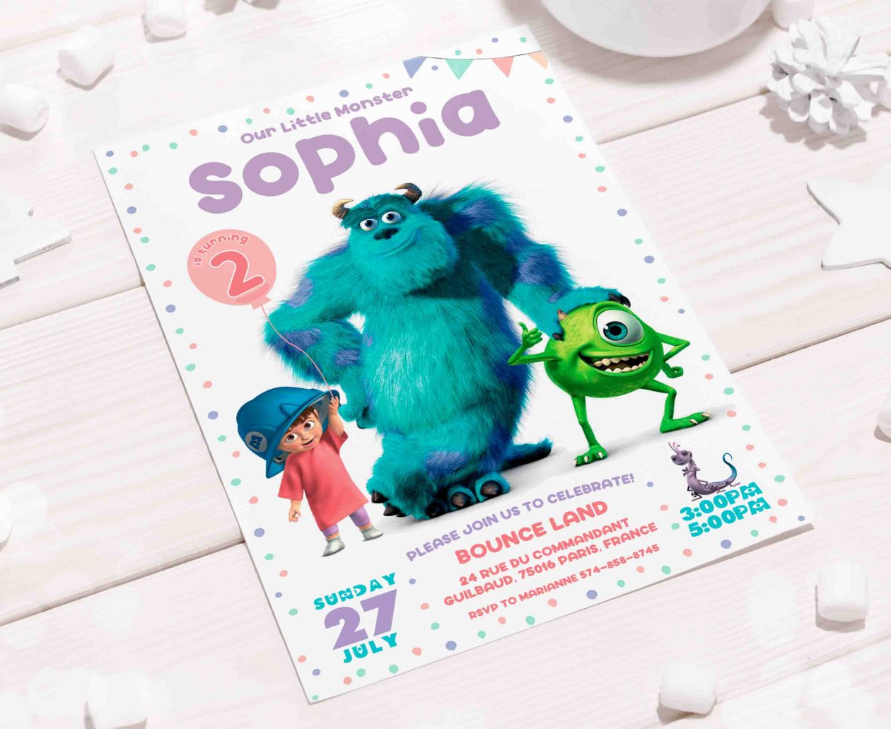 Monsters Inc Editable Invitation Template – Sweet Moments Template