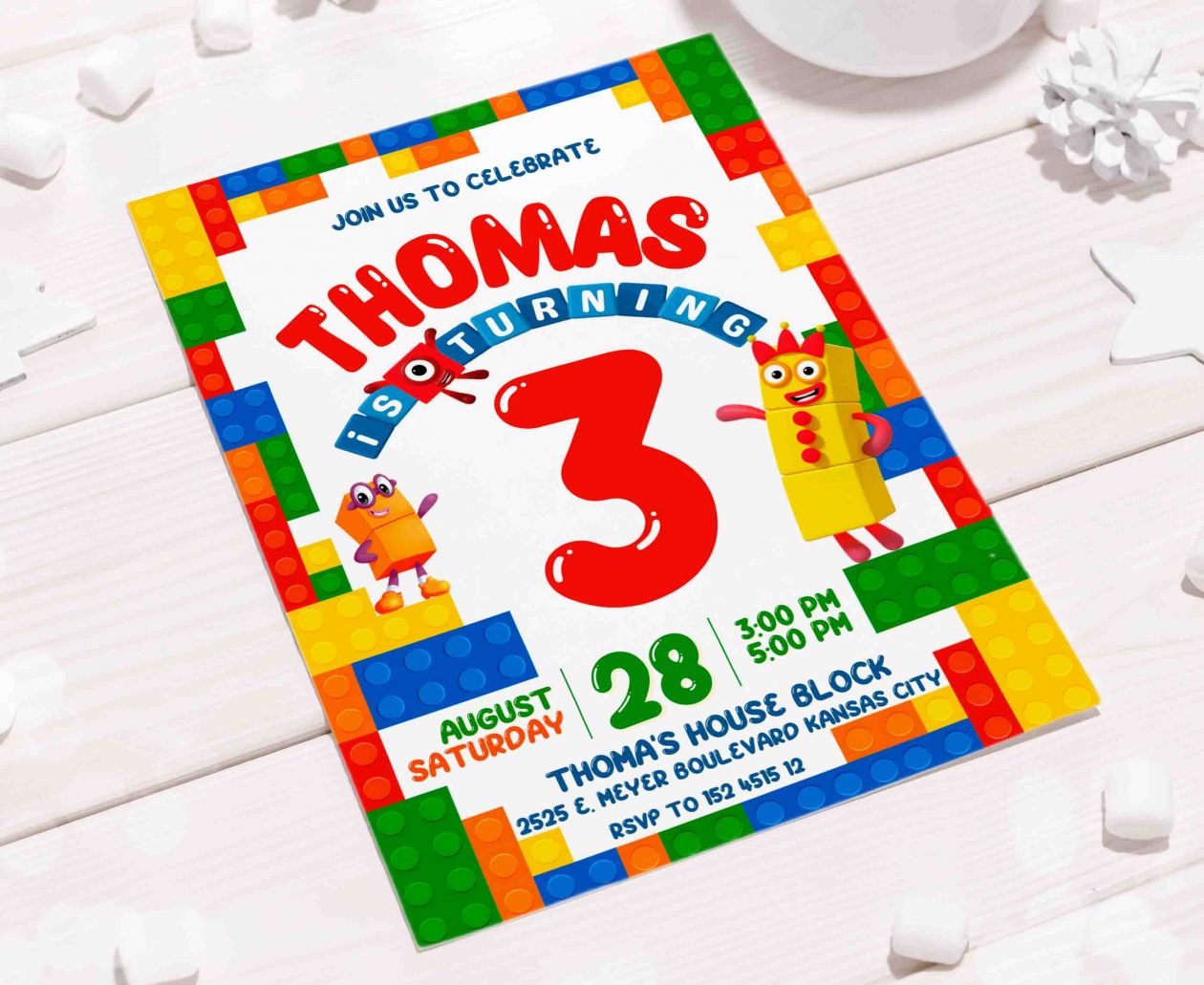 Numberblocks Editable Invitation Template – Sweet Moments Template