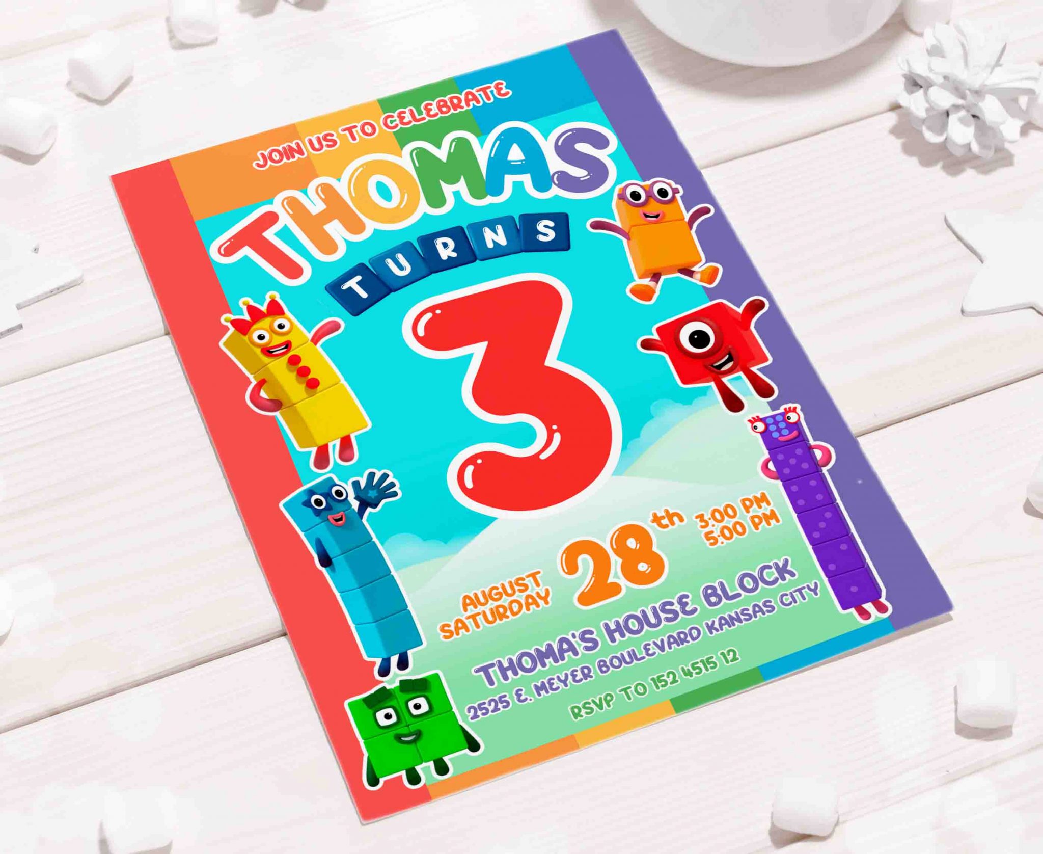 Numberblocks Editable Invitation Template – Sweet Moments Template