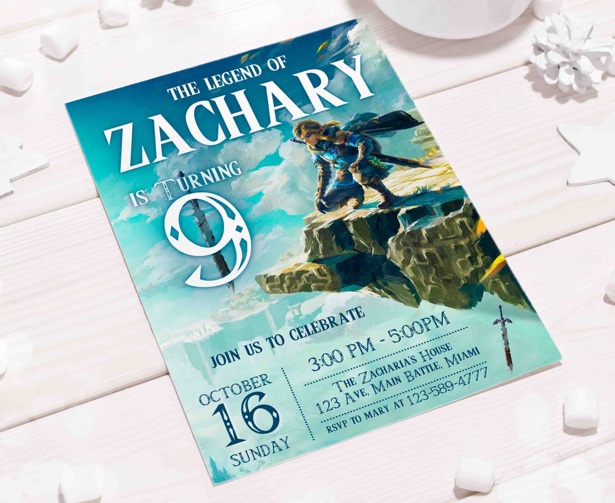 The Legend of Zelda Editable Invitation Template – Sweet Moments Template