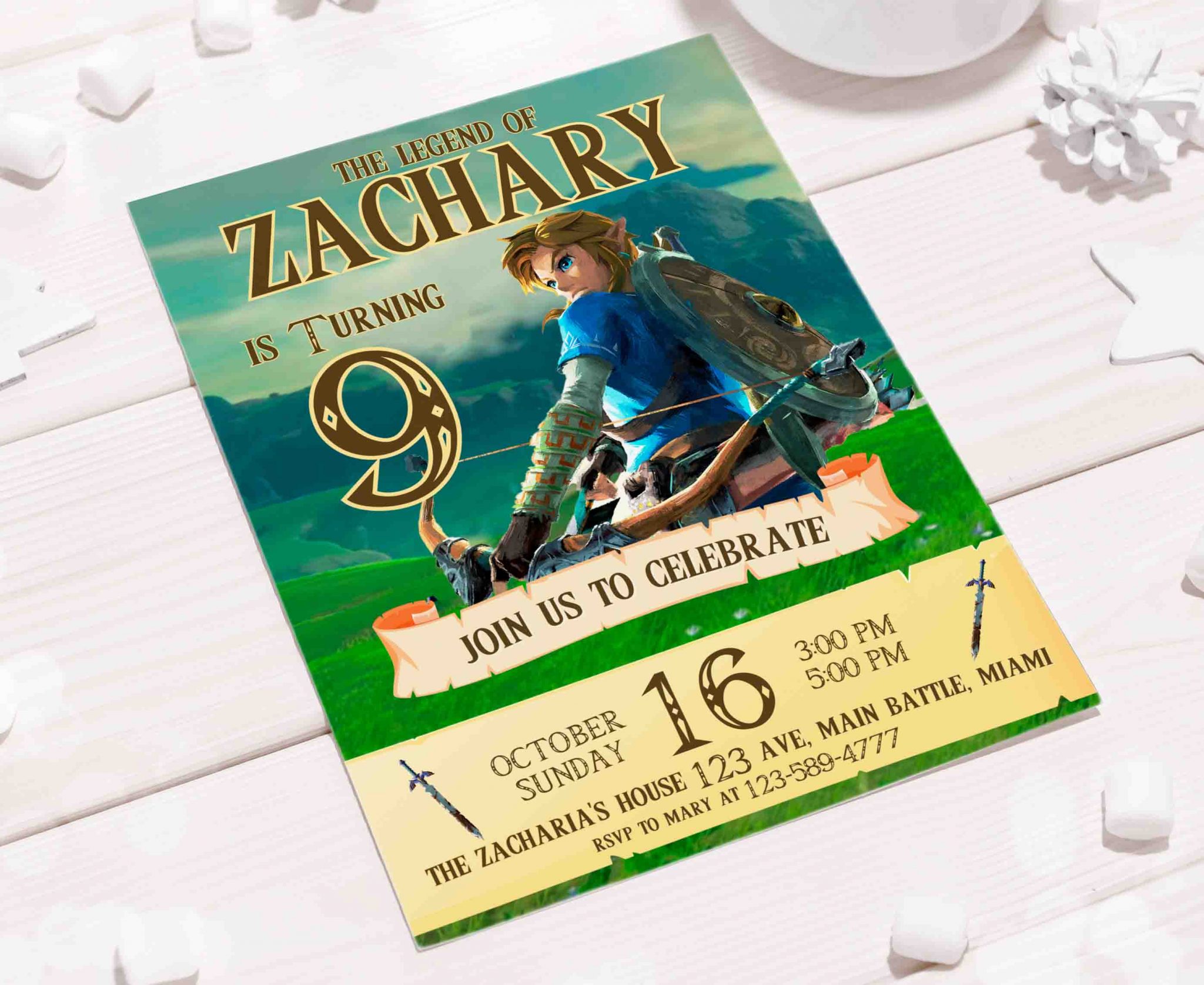 The Legend of Zelda Editable Invitation Template – Sweet Moments Template