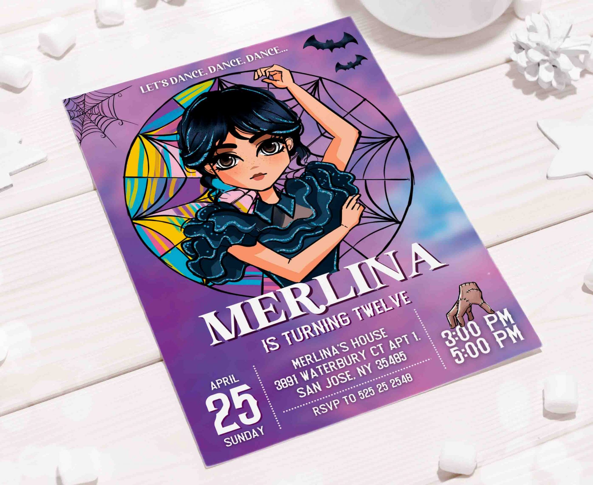 Wednesday Addams Editable Invitation Template – Sweet Moments Template