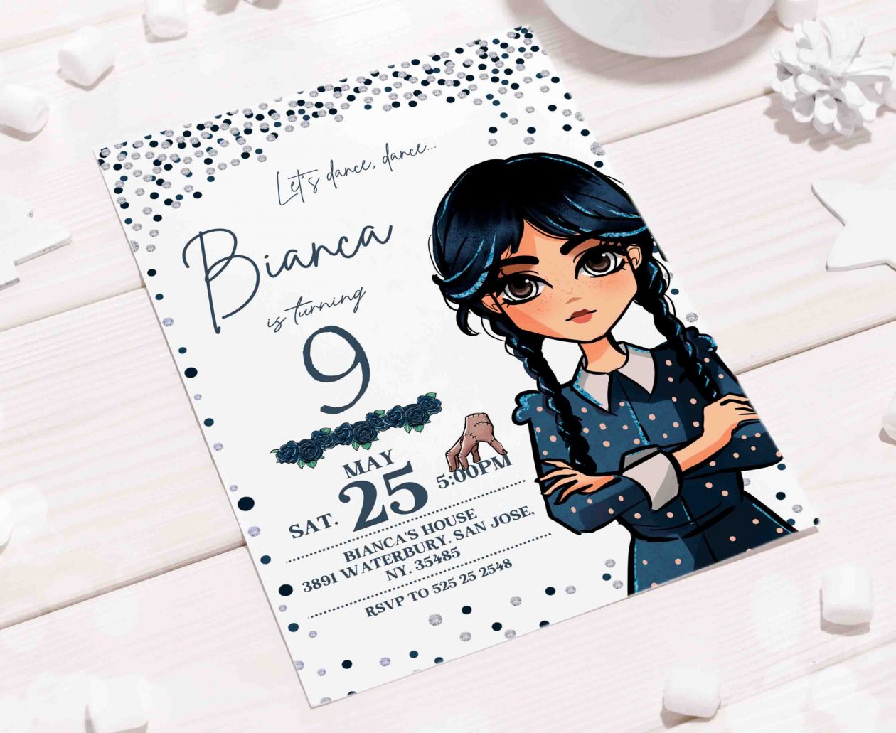 Wednesday Addams Editable Invitation Template – Sweet Moments Template