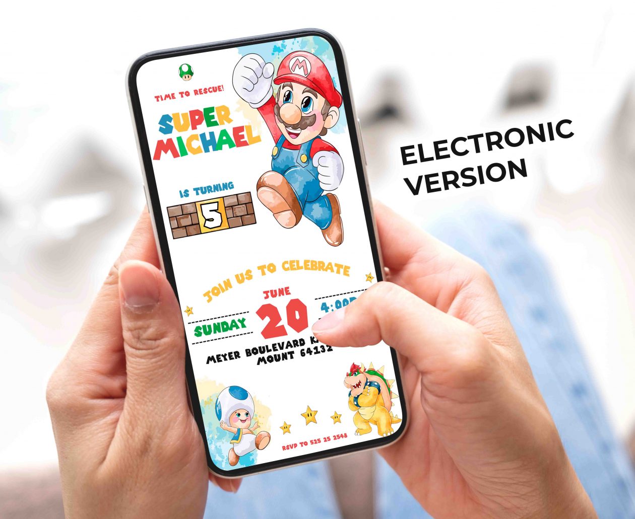 Super Mario Editable Invitation Template – Sweet Moments Template