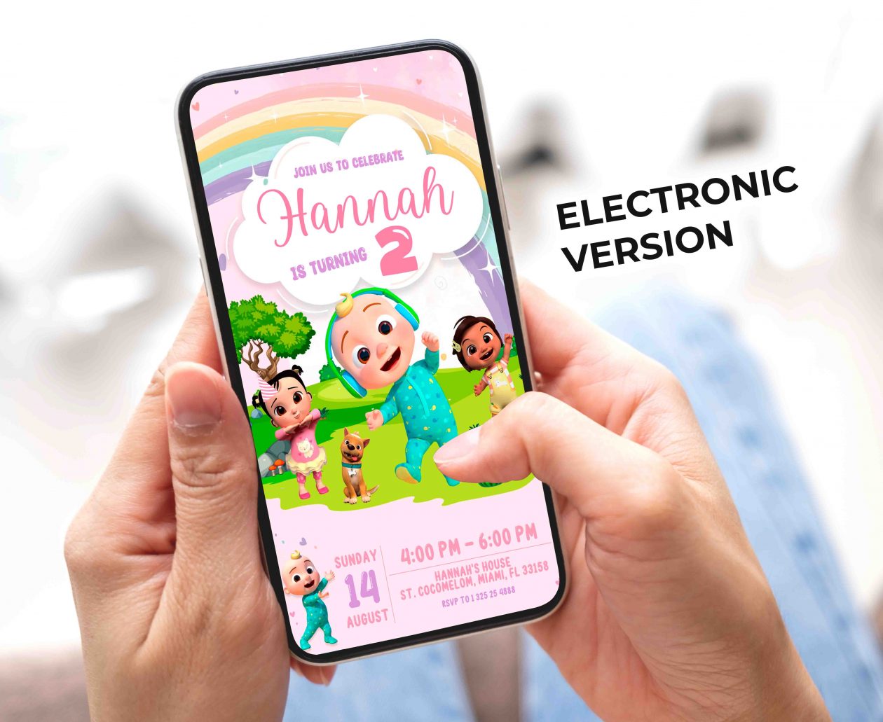 Cocomelon Girl Editable Invitation Template – Sweet Moments Template