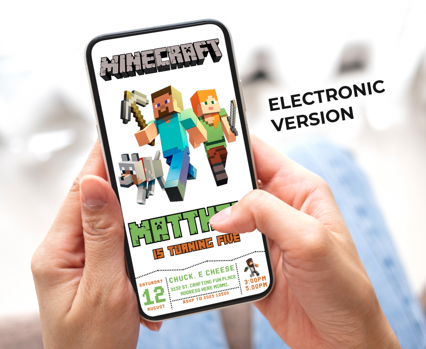 Minecraft Editable Invitation Template – Sweet Moments Template