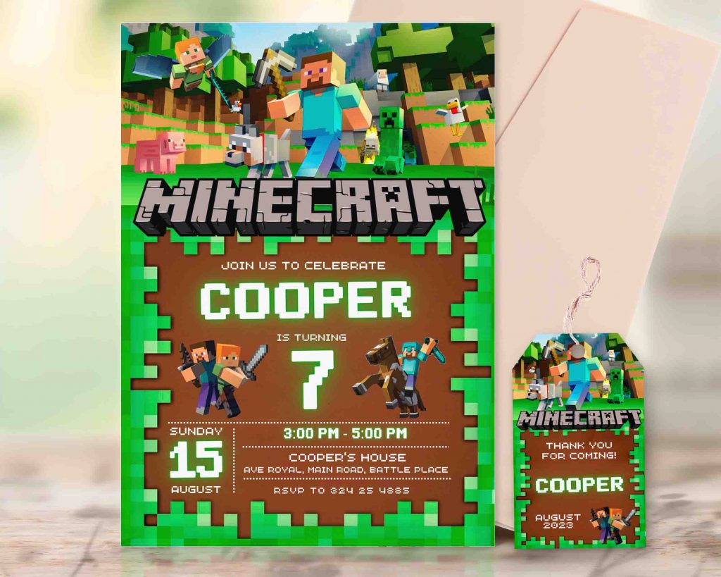 Minecraft Editable Invitation Template – Sweet Moments Template