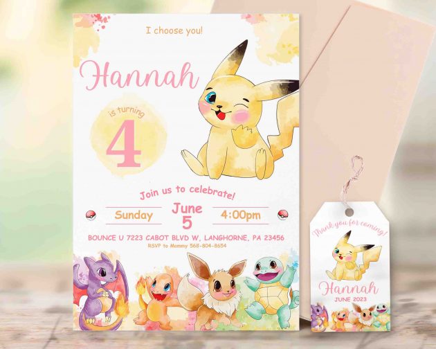 Pikachu Editable Invitation Template – Sweet Moments Template