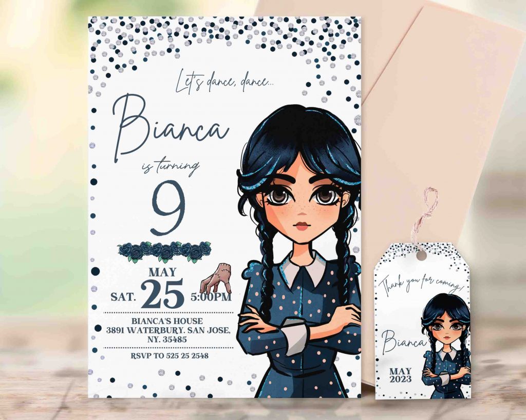 Wednesday Addams Editable Invitation Template – Sweet Moments Template