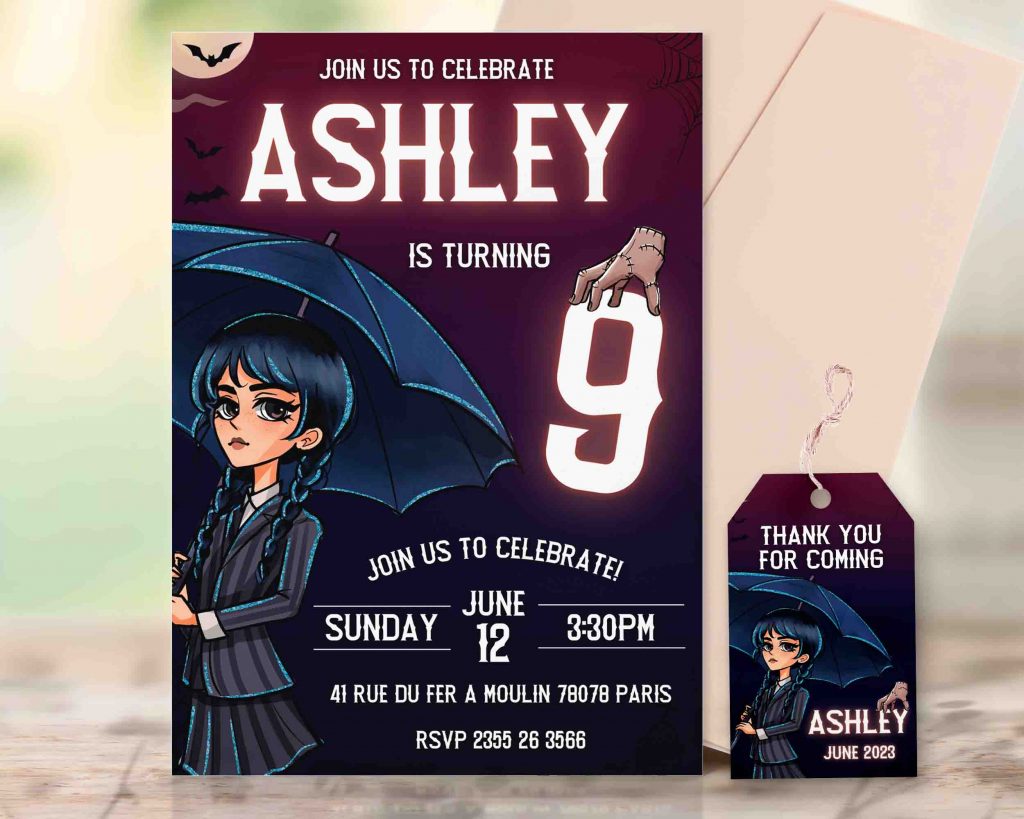 Wednesday Addams Editable Invitation Template – Sweet Moments Template