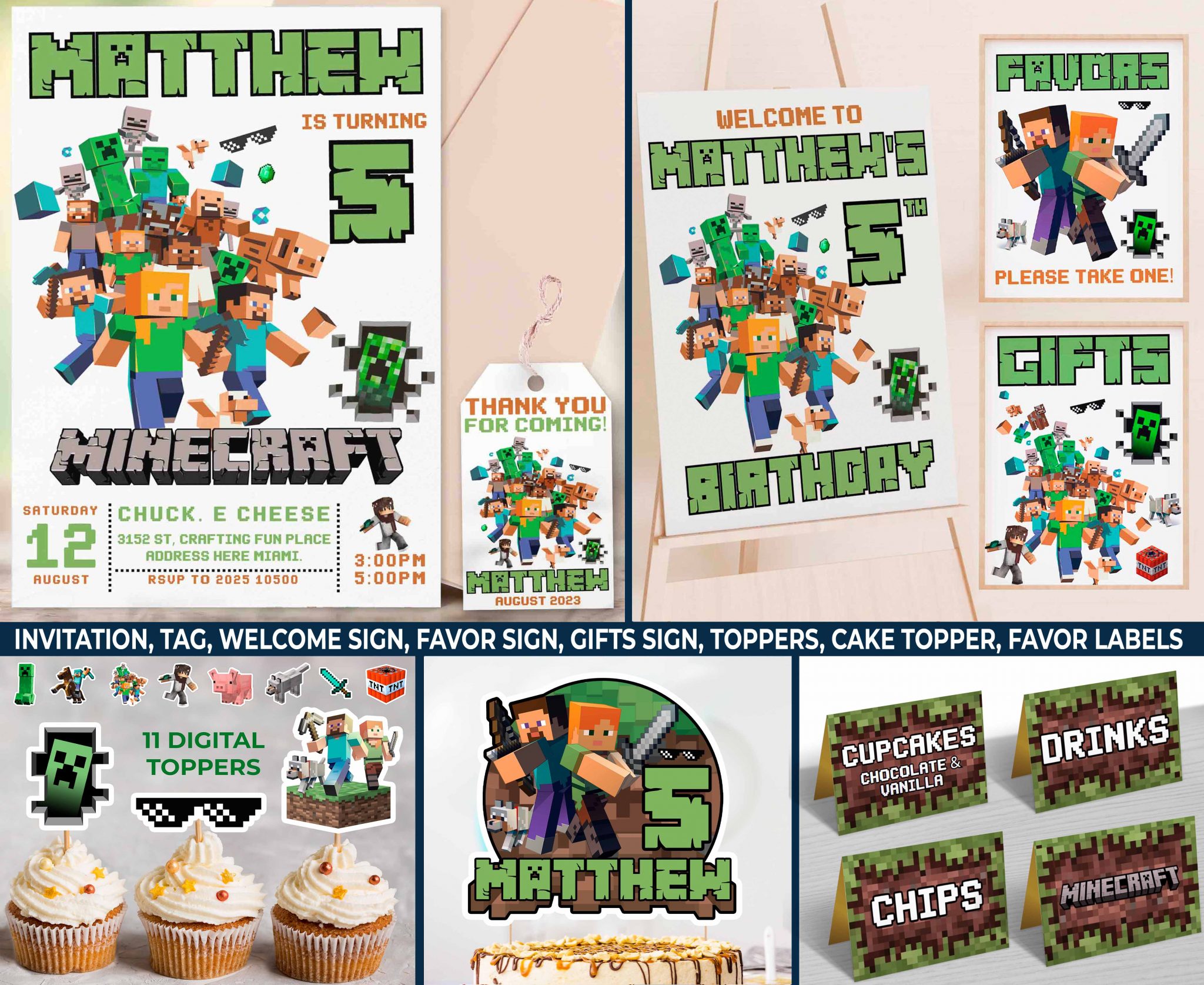 Minecraft Birthday Party Kit – Sweet Moments Template