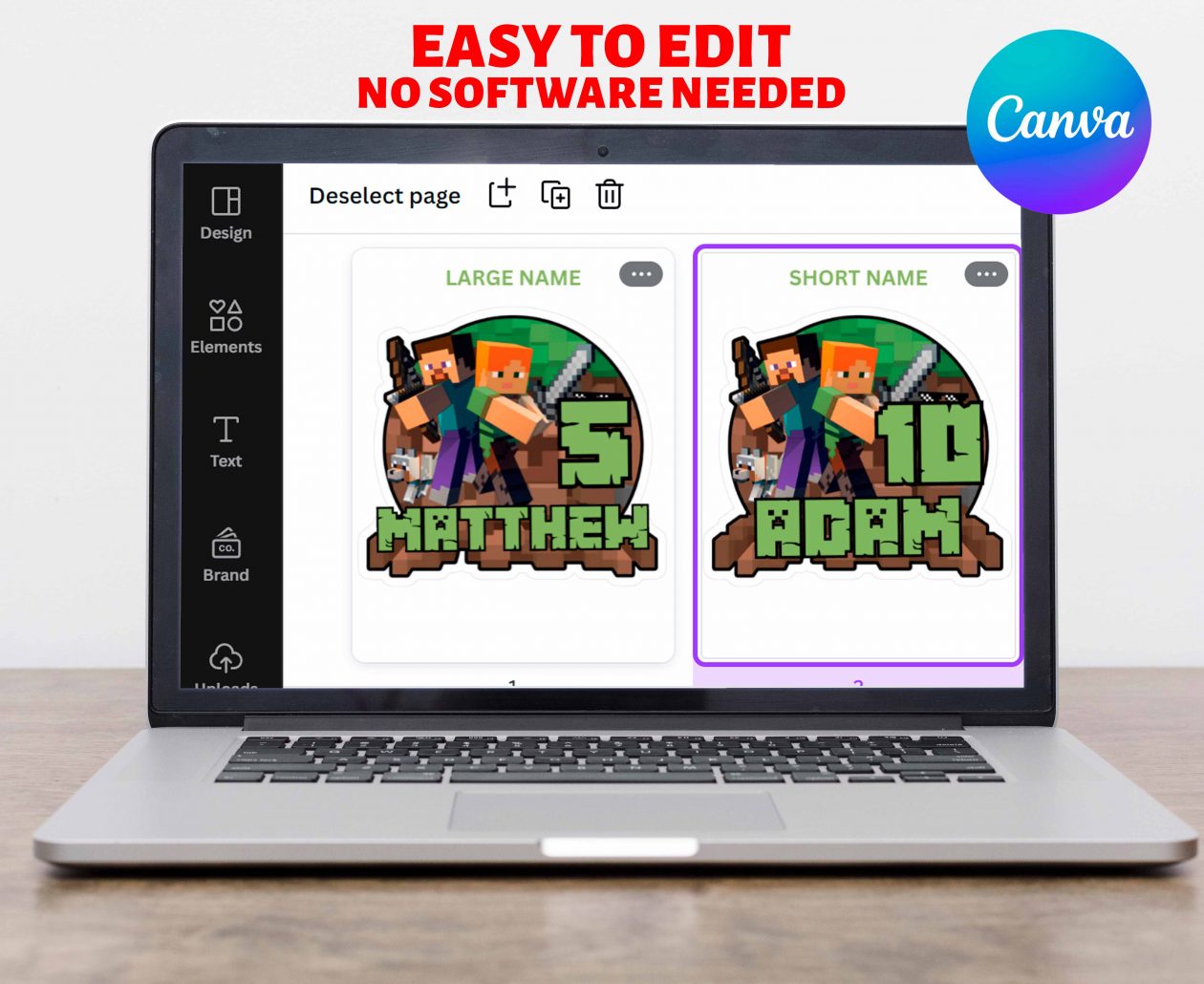 Minecraft Editable Cake Topper – Sweet Moments Template