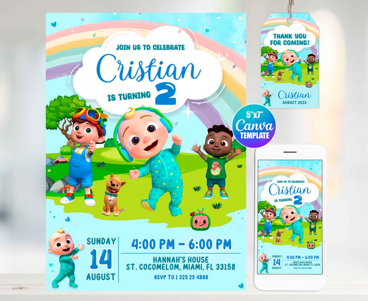 Cocomelon Boy Editable Invitation Template – Sweet Moments Template