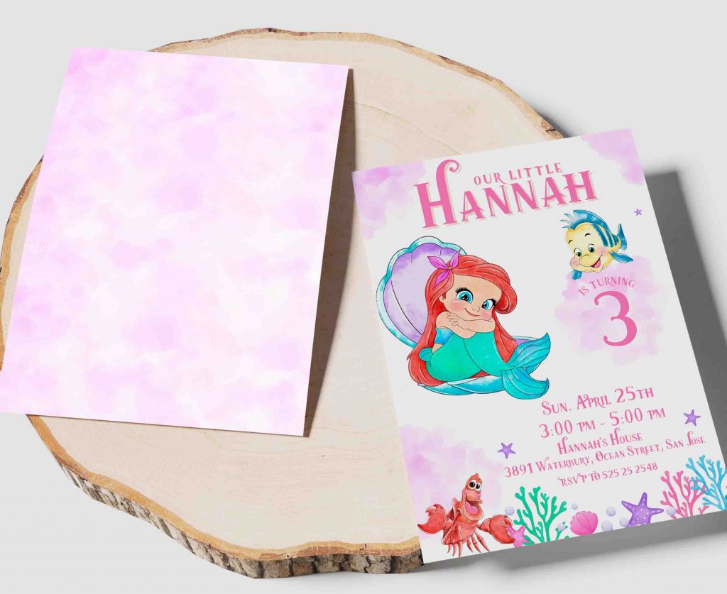 Little Mermaid Editable Invitation Template – Sweet Moments Template