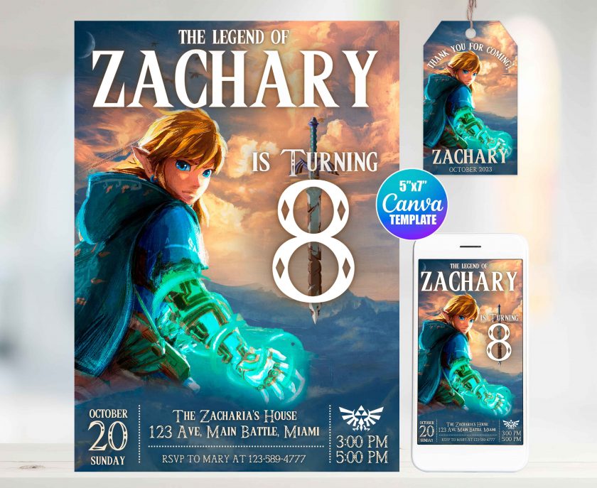 The Legend of Zelda Editable Invitation Template – Sweet Moments Template