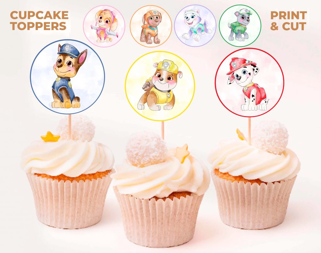 Digital Cupcake Topper, Sticker, Paw Patrol – Sweet Moments Template