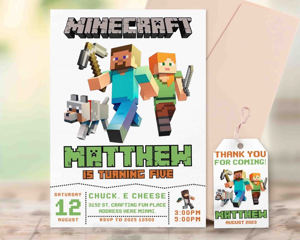 Minecraft Editable Invitation Template – Sweet Moments Template