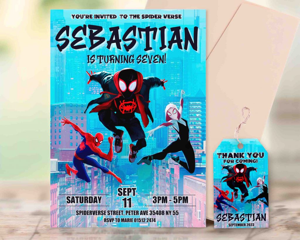 Spiderman Spiderverse Editable Invitation Template – Sweet Moments Template