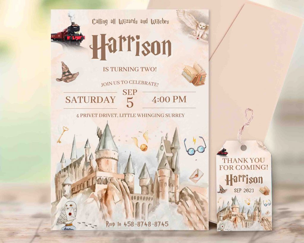 Wizard Harry Potter Editable Invitation Template – Sweet Moments Template