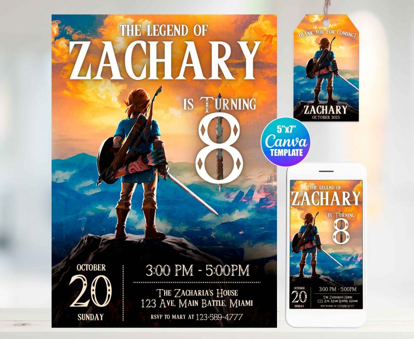 The Legend of Zelda Editable Invitation Template – Sweet Moments Template