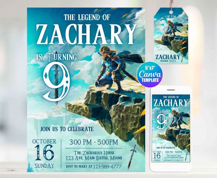 The Legend of Zelda Editable Invitation Template – Sweet Moments Template