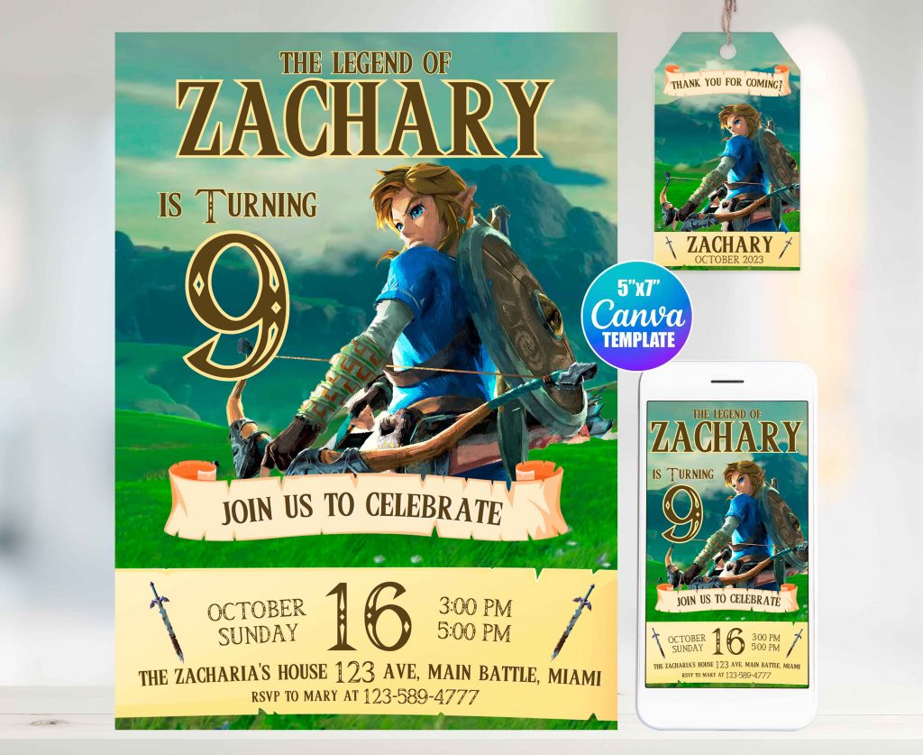 The Legend of Zelda Editable Invitation Template – Sweet Moments Template