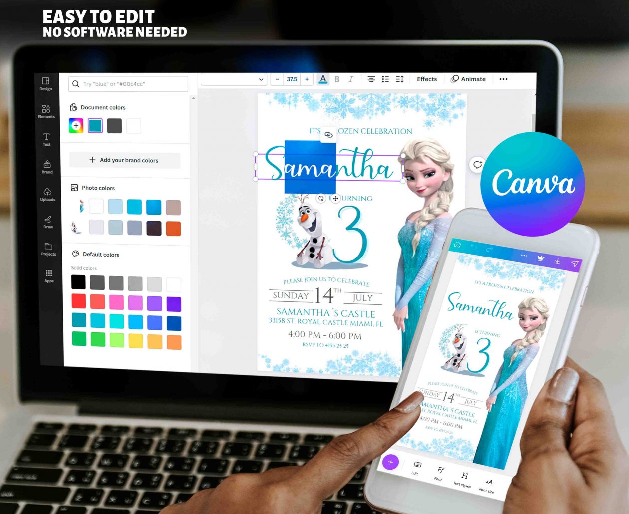 Frozen Elsa Editable Invitation Template – Sweet Moments Template