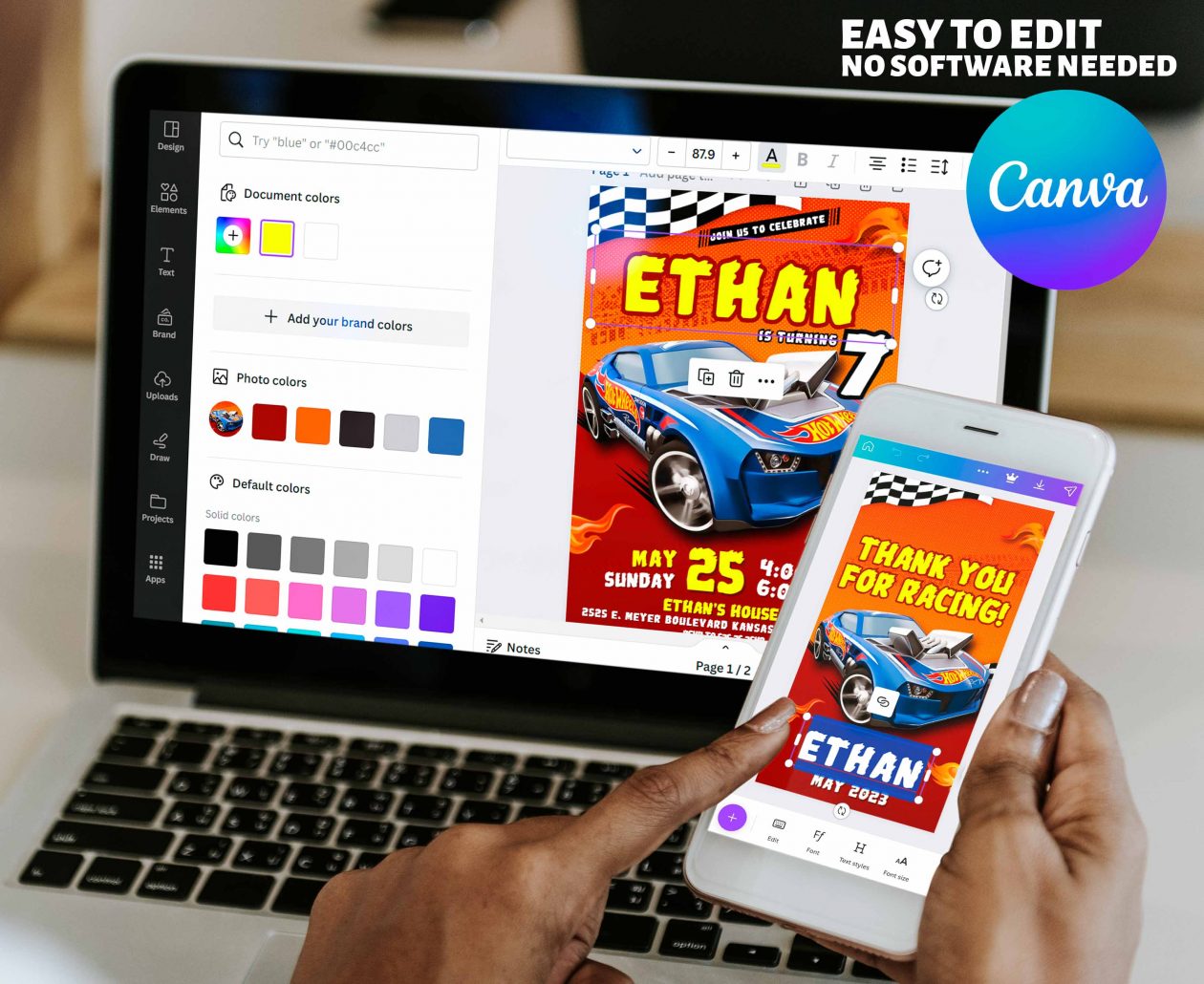 Hot Wheels Editable Invitation Template – Sweet Moments Template