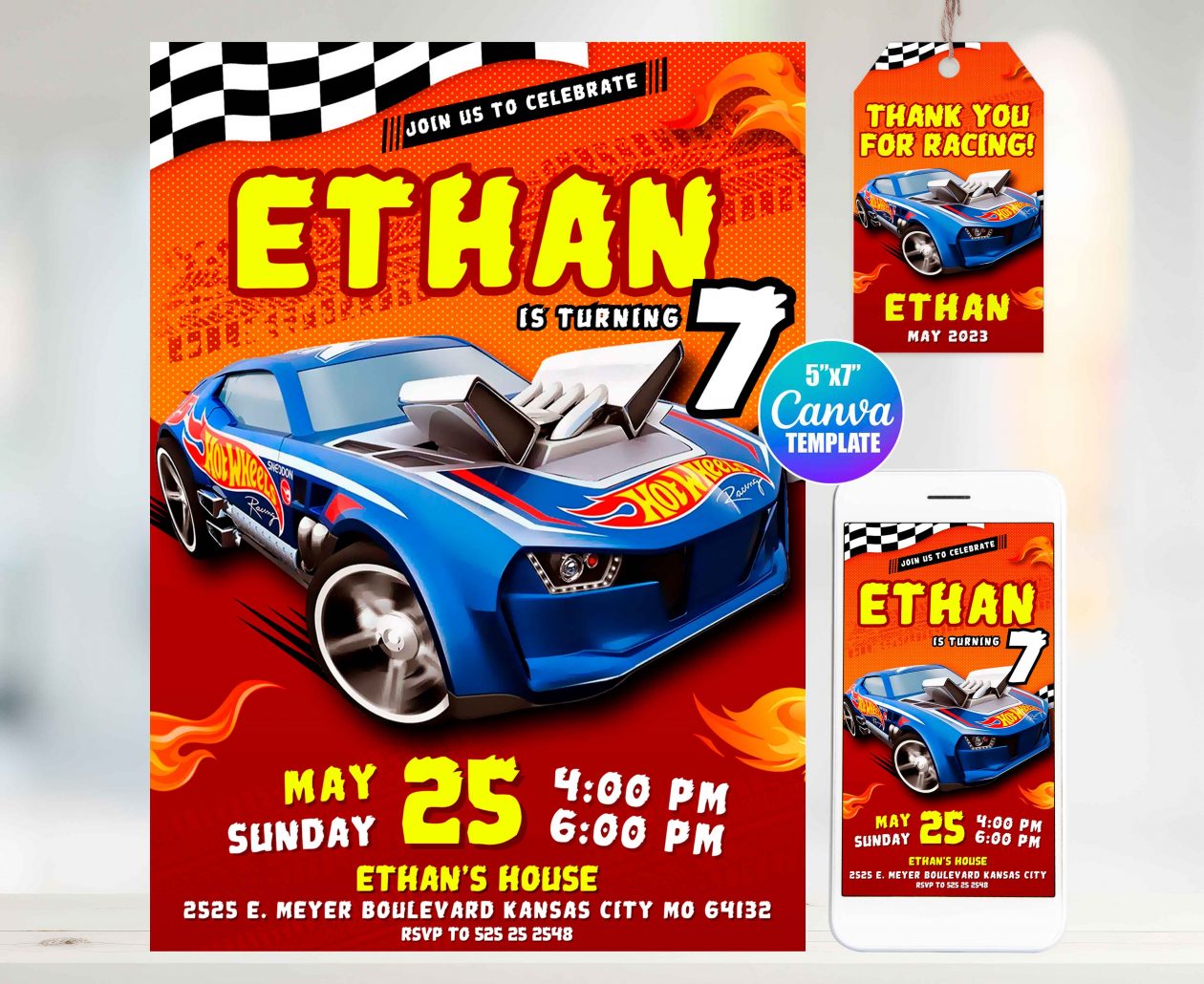 Hot Wheels Editable Invitation Template – Sweet Moments Template