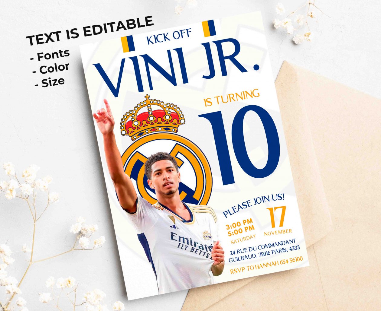 Real Madrid Editable Invitation Template – Sweet Moments Template