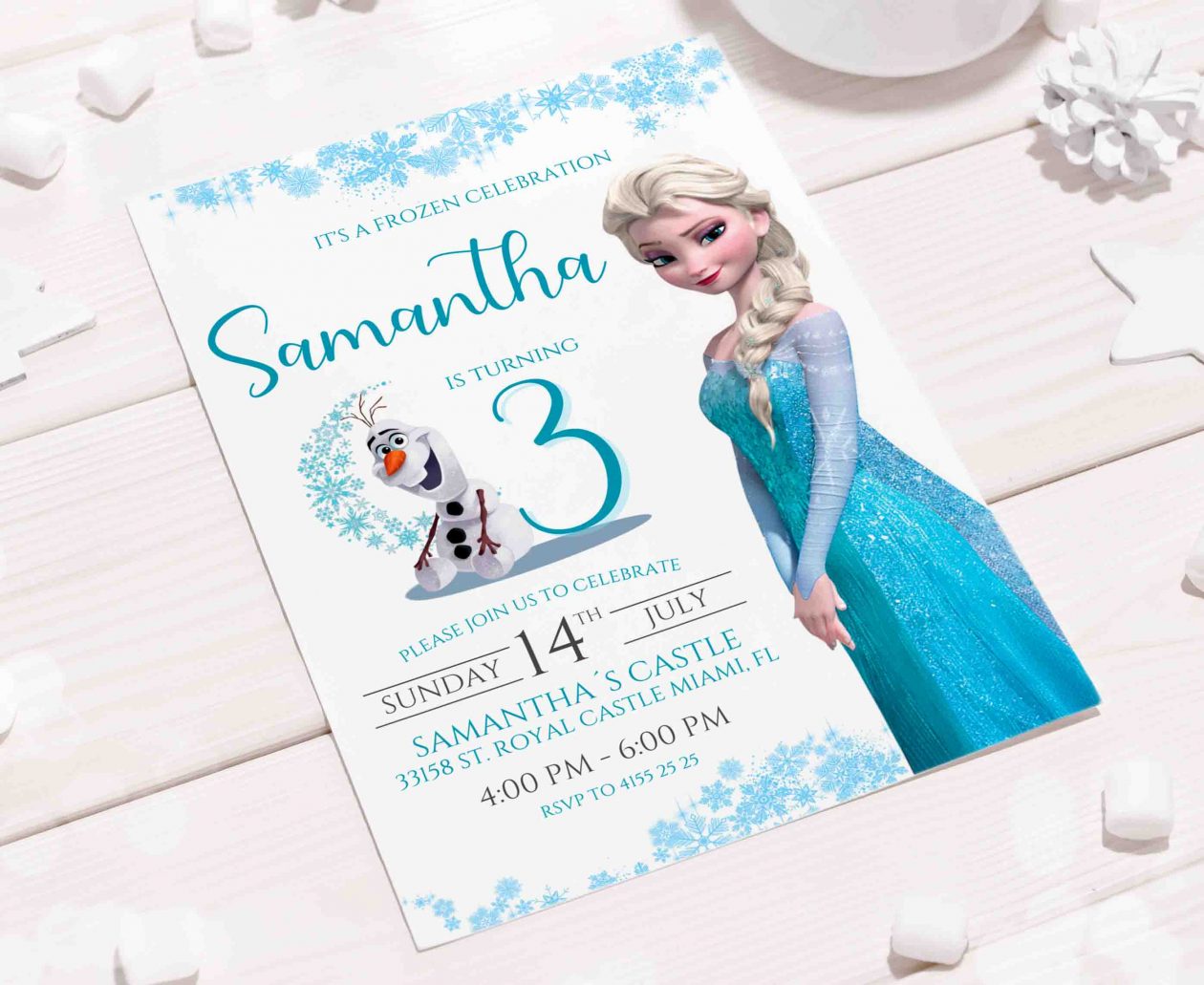 Frozen Elsa Editable Invitation Template – Sweet Moments Template