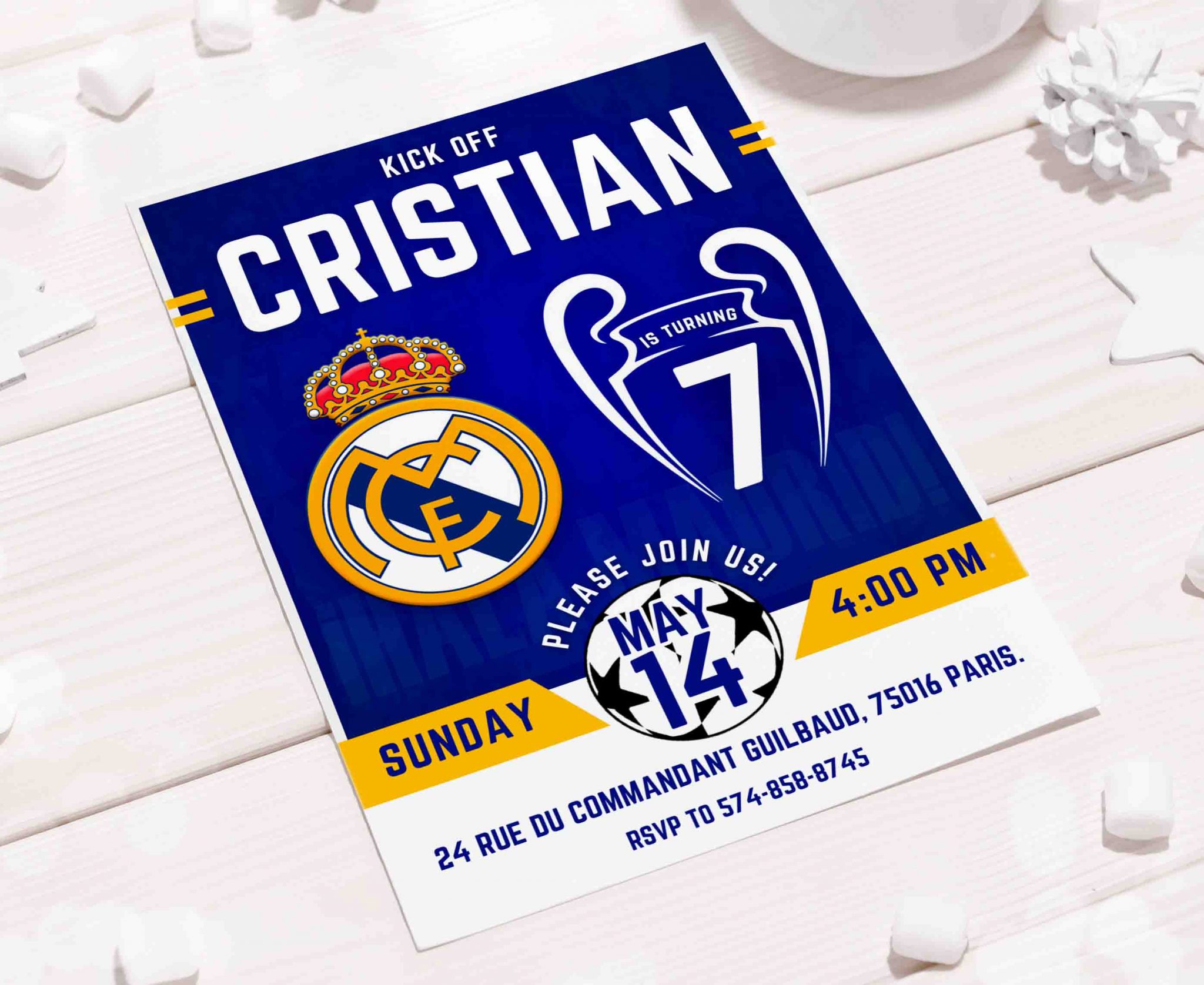 Real Madrid Editable Invitation Template – Sweet Moments Template