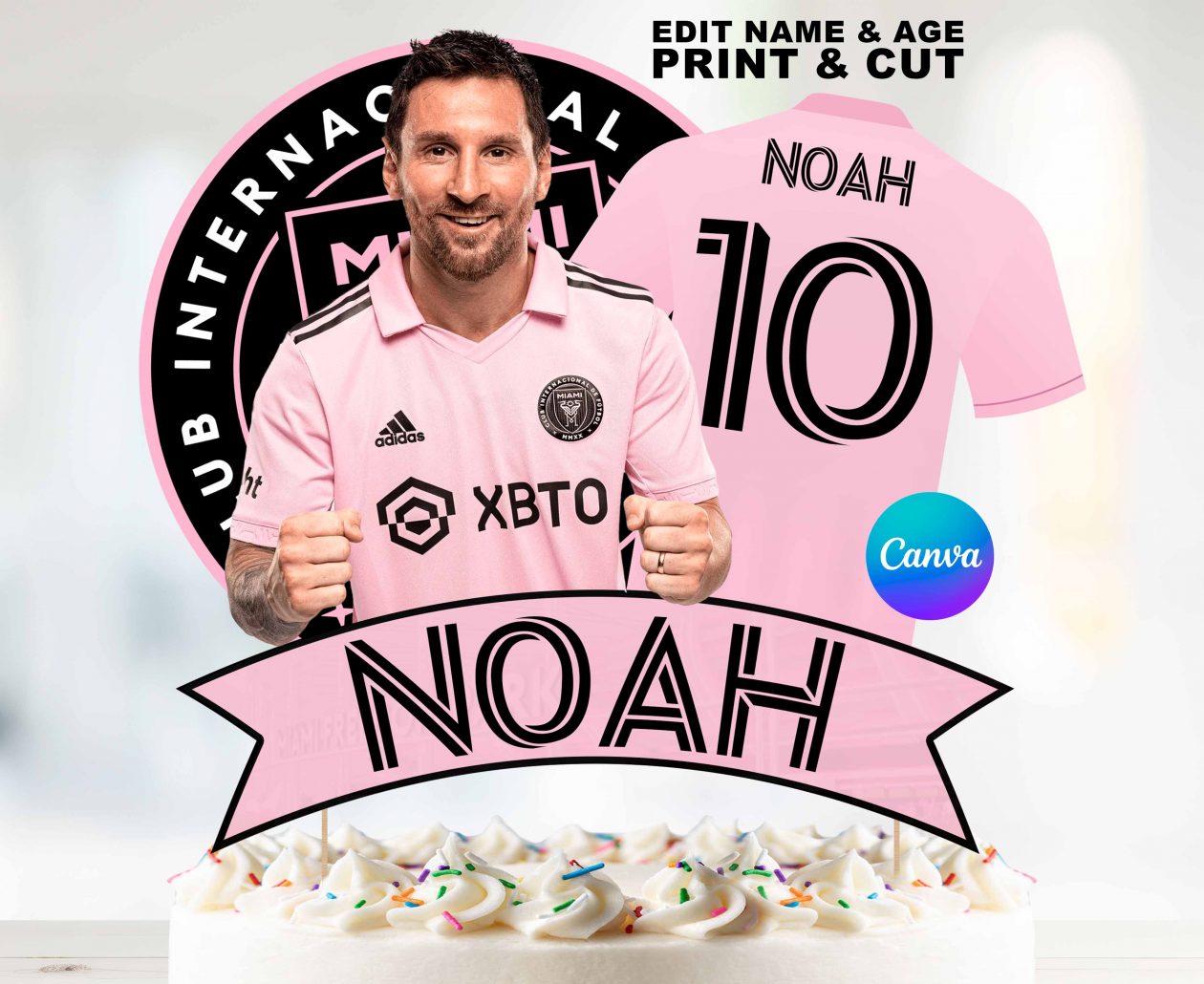 Messi Editable Cake Topper – Sweet Moments Template
