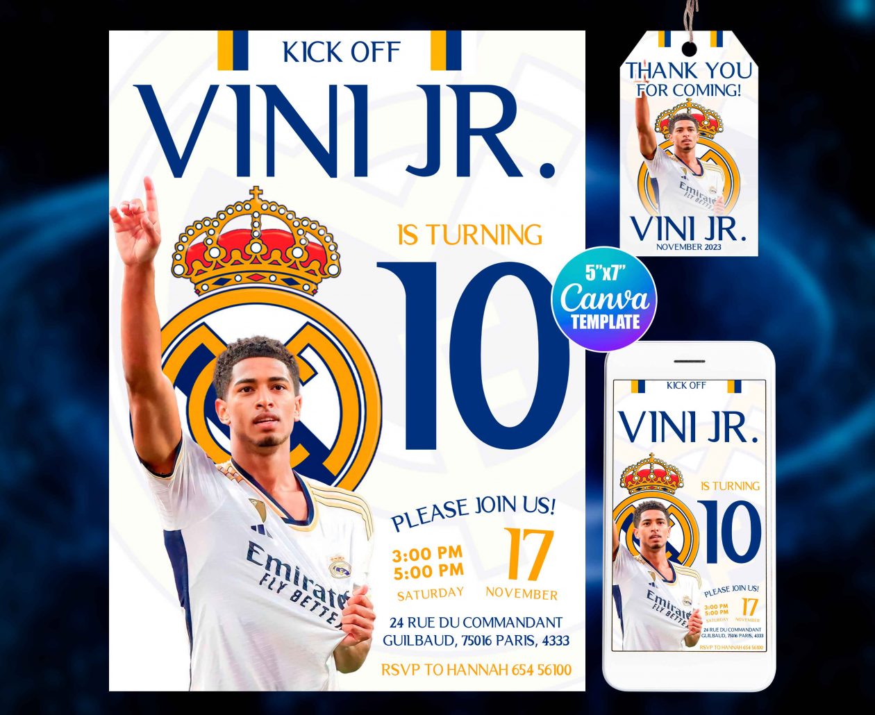 Real Madrid Editable Invitation Template – Sweet Moments Template