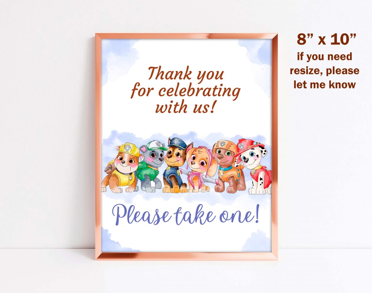 Watercolor Paw Patrol Editable Welcome Sign – Sweet Moments Template