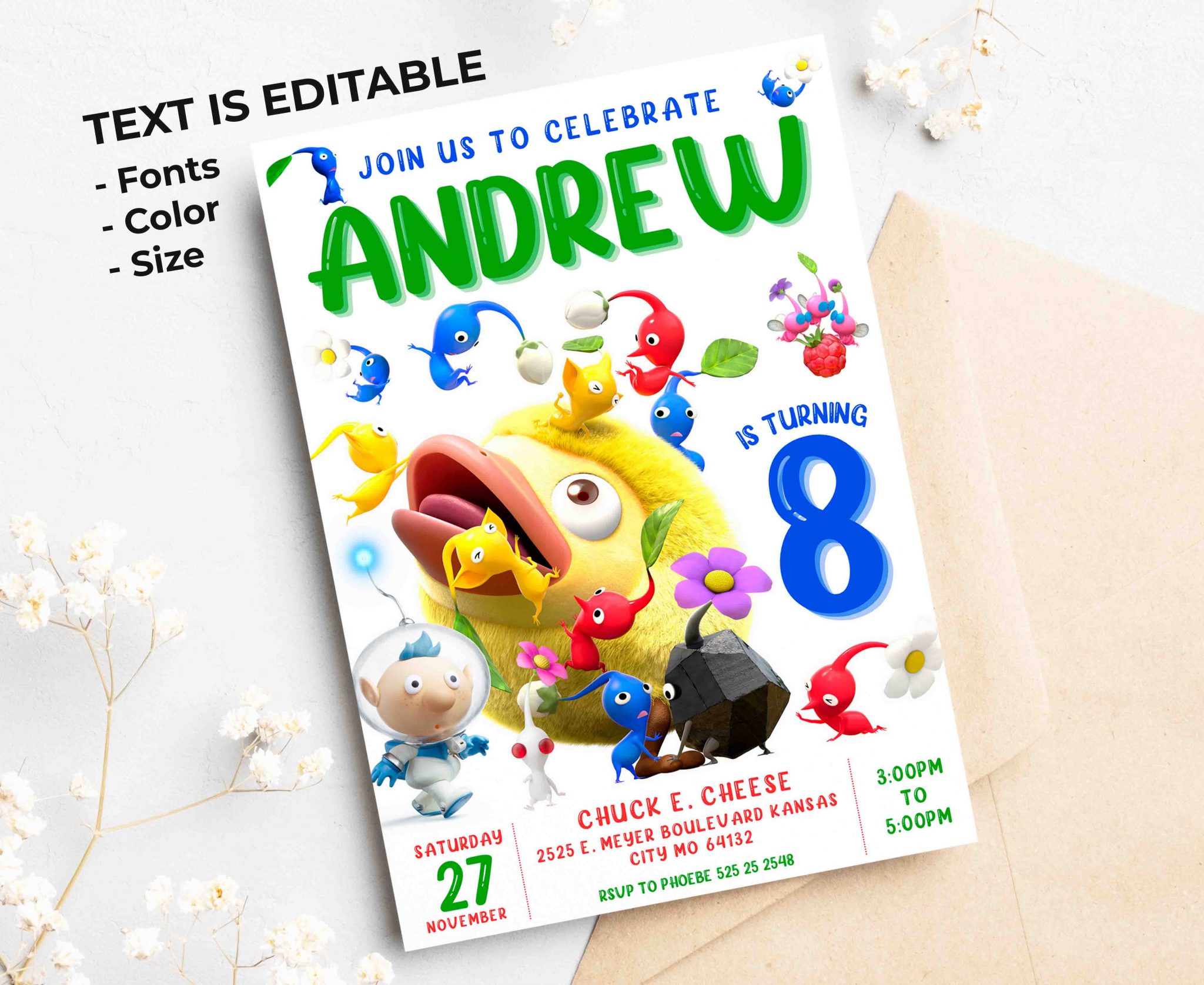 Pikmin Invitation Template – Sweet Moments Template